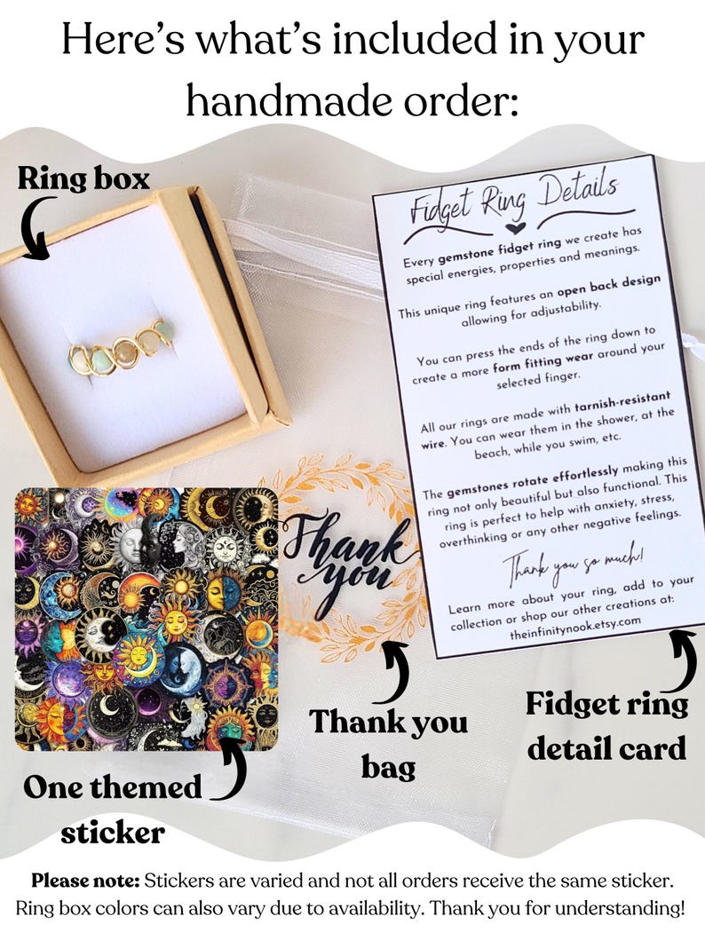 Gemstone Fidget Ring - Birthday Gifts for Women - Zodiac Jewelry for ...