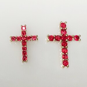 Natural Ruby Cross Necklace in Solid Gold or Silver, Dainty July ...