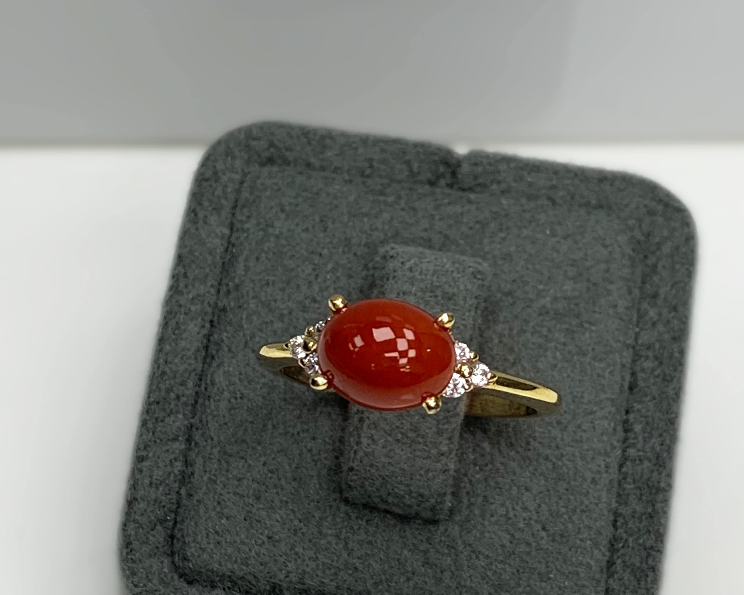 Certificated Natural Red Coral & Diamond Dainty Ring 14K | Etsy