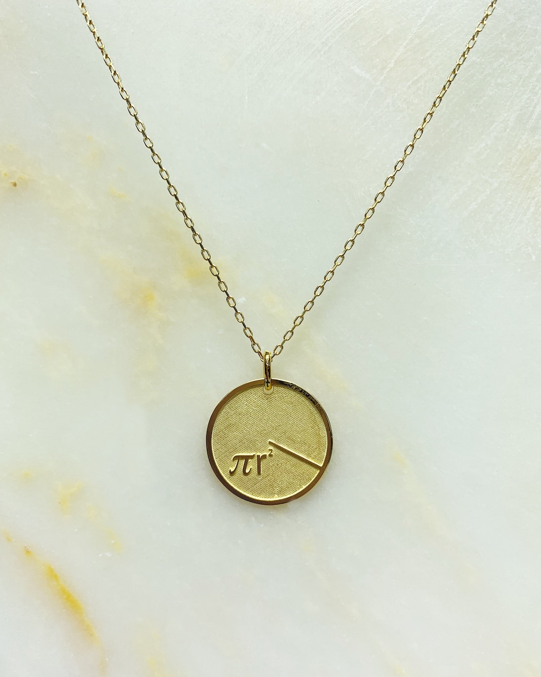14K Real Gold Minimal Pi R2 Necklace, 8K Personalized Pendant, Math ...