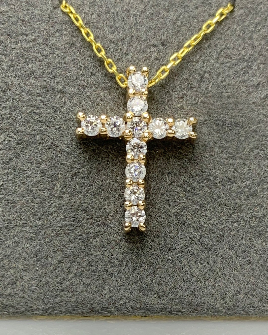 Genuine Diamond Cross Necklace in Solid Gold, Daily Religious Silver ...