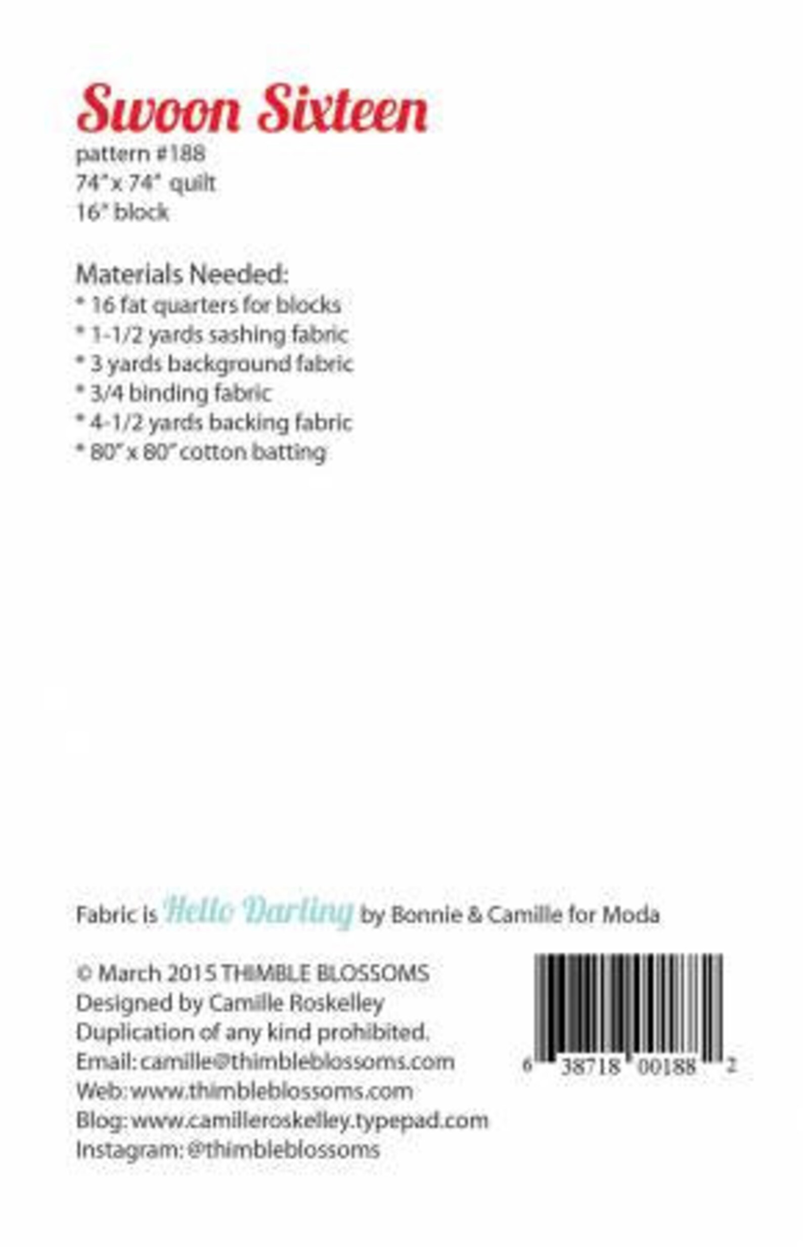 Swoon Sixteen Quilt Pattern by Camille Roskelley for Thimble - Etsy