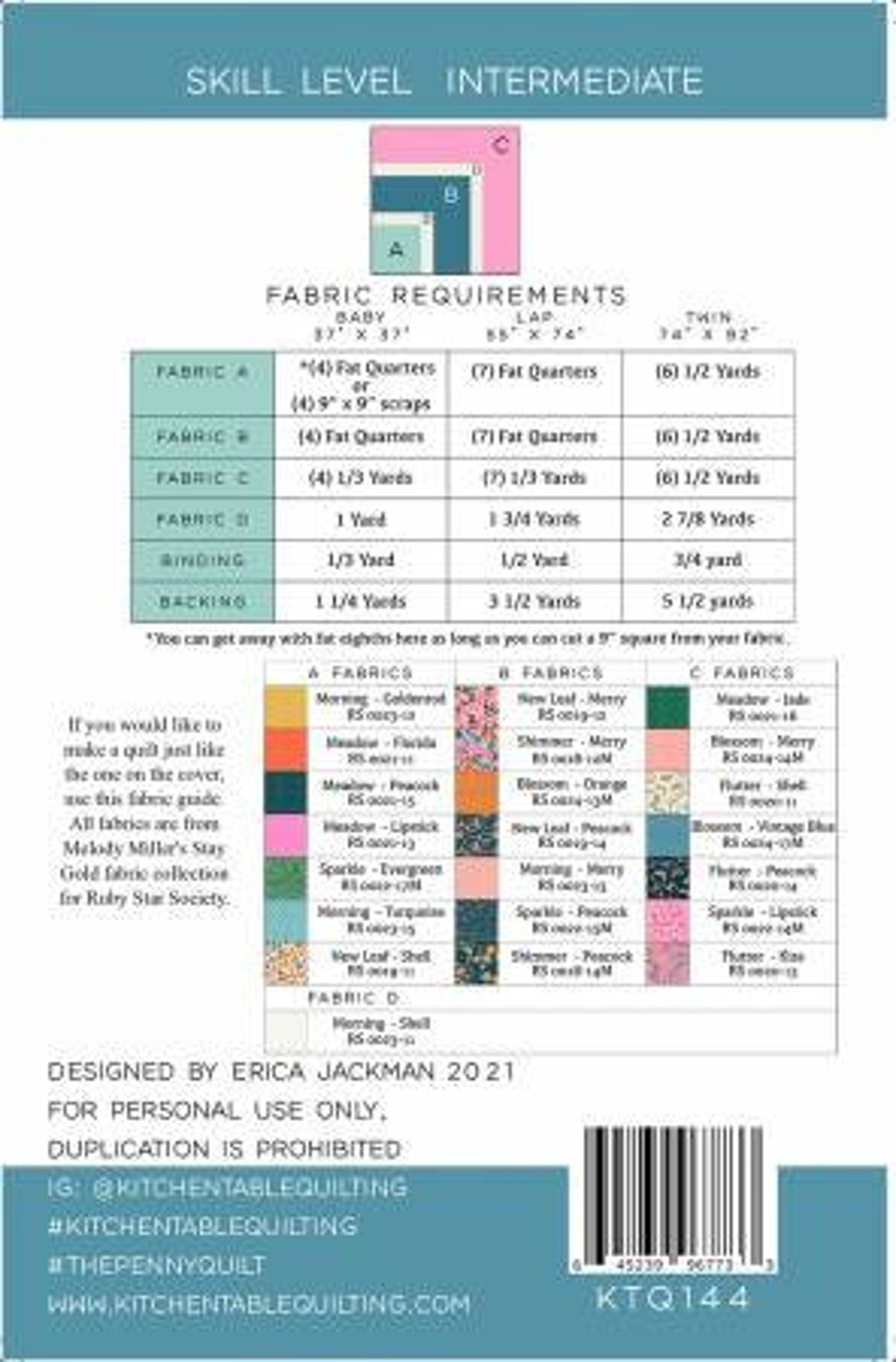 The Penny Quilt Pattern by Kitchen Table Quilting physical - Etsy