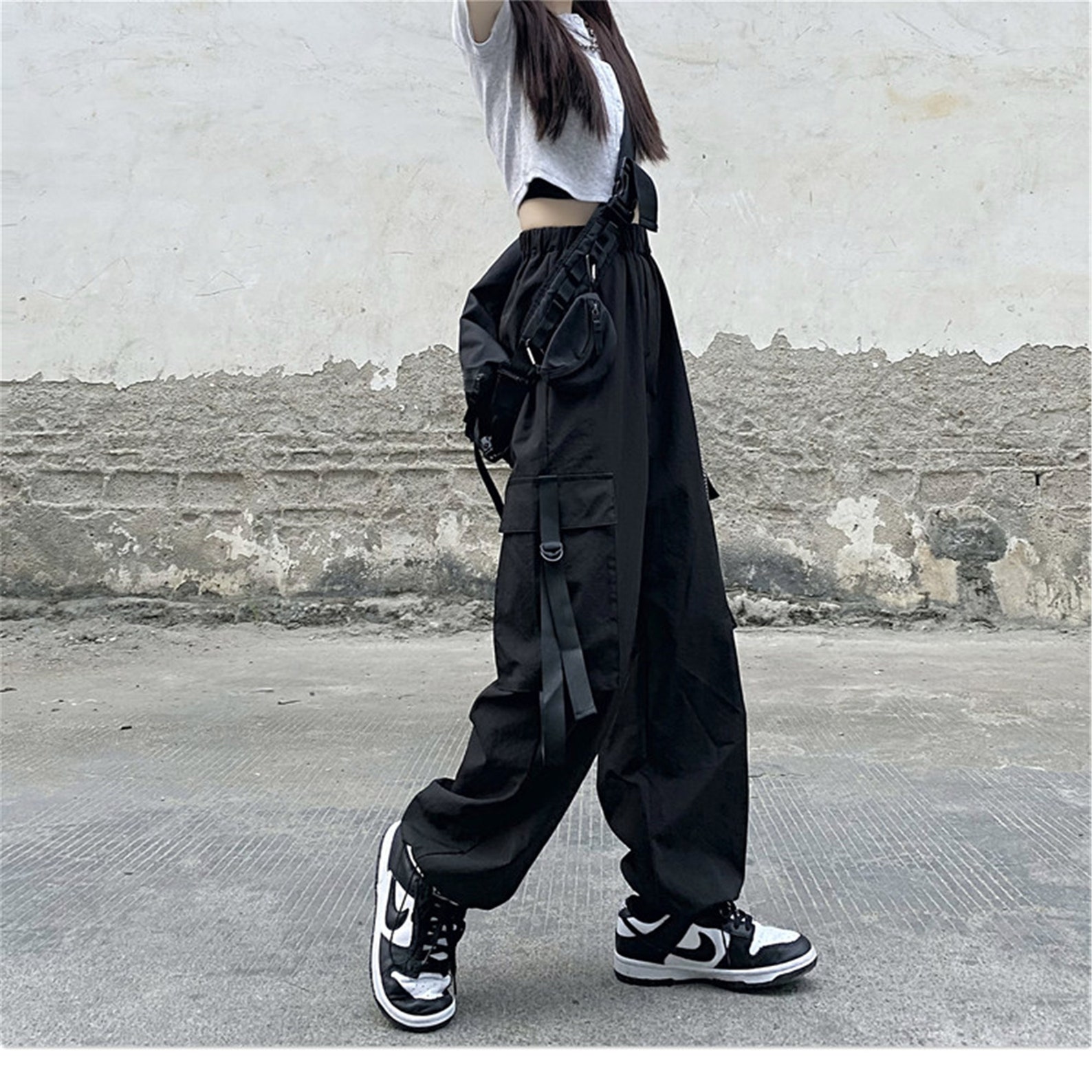 Black Joggers Cargo Pants Women Techwear Pants Cyberpunk Etsy