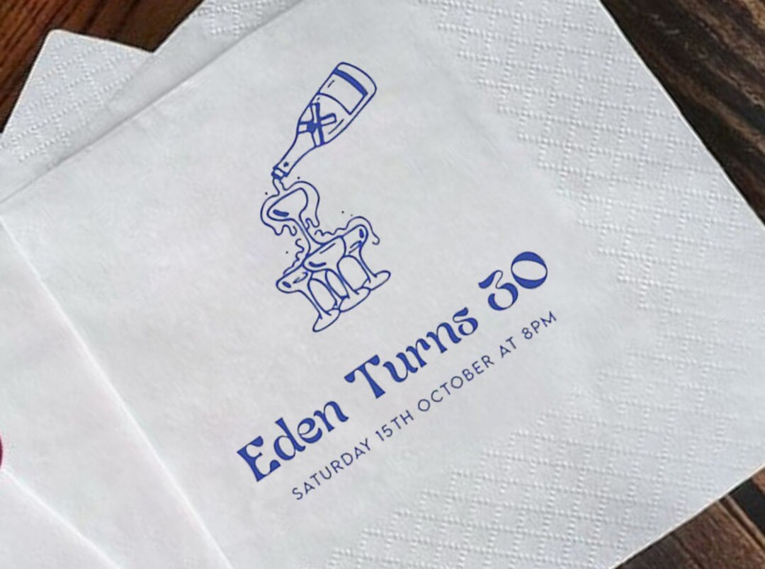 Personalized Wedding Napkins, Custom Champagne Tower Cocktail Napkins ...