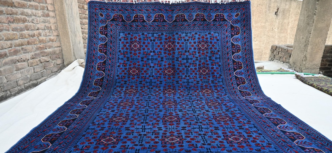 Fine Blue Bukhara Rug 7x10 Top Quality Afghan Handmade Wool Area Rug ...