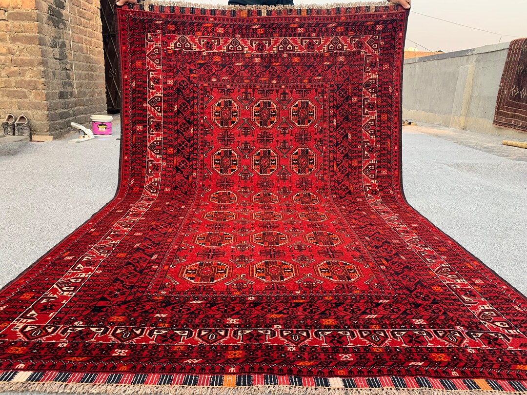 Collectors Piece 5x7 Afghan Antique Tekke Waziri Rug, Handmade Wool Red ...