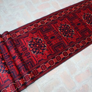 33 Ft Extra Long Runner Rug, Afghan Handmade Wool Turkmen Wheat Design ...