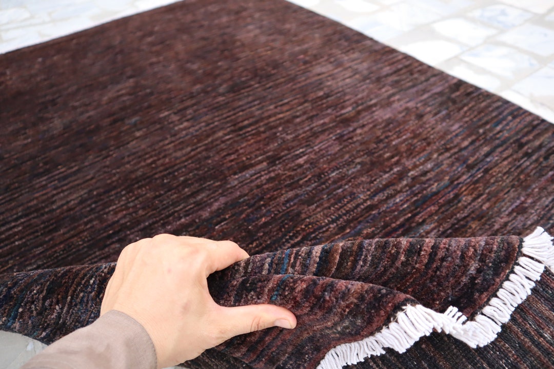 3x5 Dark Brown Rug 3'3x4'10 Afghan Handmade Wool Area Rug, One Color ...