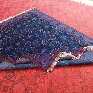 7x10 Navy Blue Bukhara Rug 6'7x9'9 Ft Top Quality Afghan Handmade Wool ...
