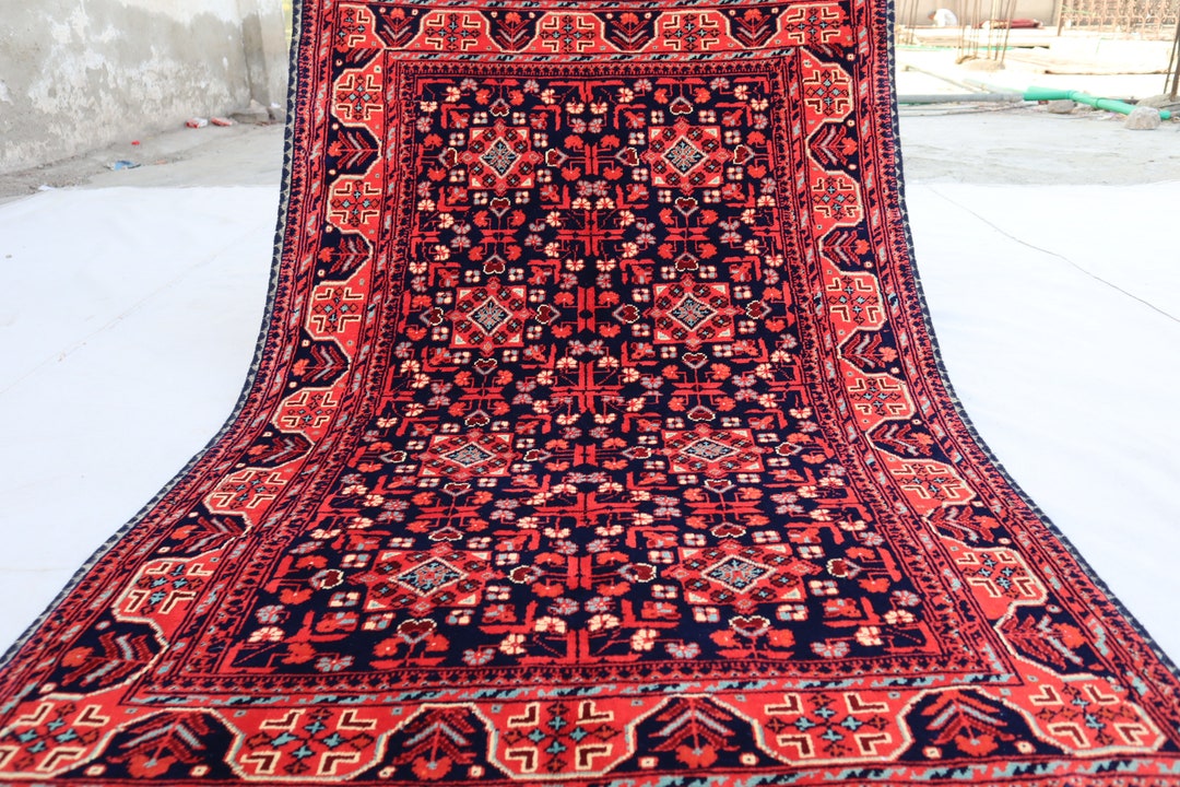 Dark Blue Bukhara Rug 3x5 Top Quality Afghan Handmade Wool Area Rug ...