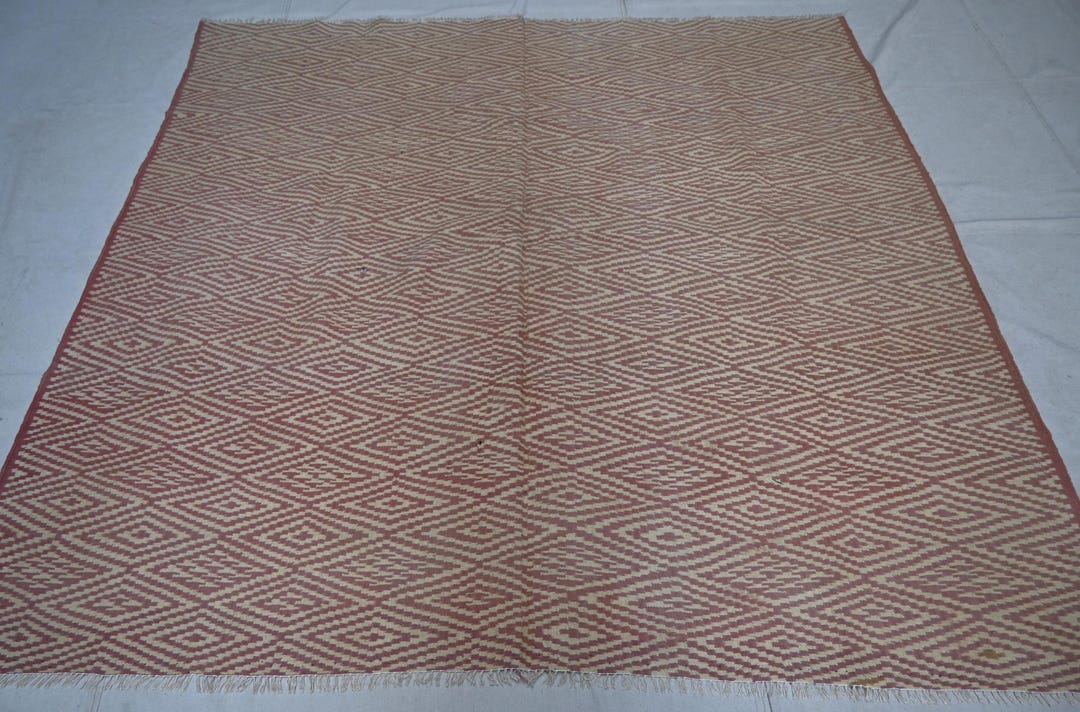 6x6 Square Rug, Beige Brown Afghan Antique Rug, Flatweave Kilim Rug ...