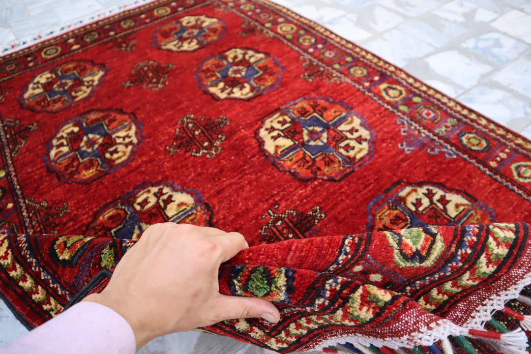 Turkmen Tekke Rug 4x6 One of Kind Rug, Afghan Vintage Area Rug ...