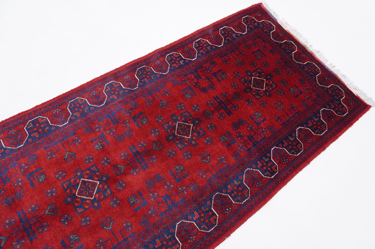 3x10 Turkmen Tribal Bukhara Rug, Red Runner Rug, Soft Pile Authentic ...