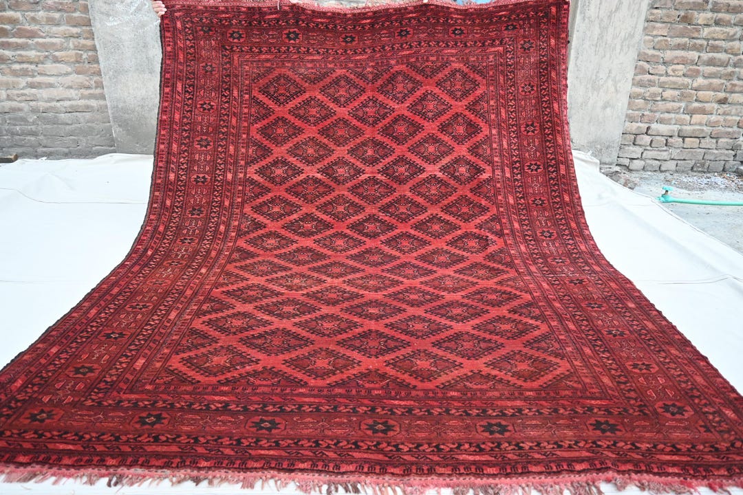 7x8 Antique Rug, Afghan Chinar Gull Rug, Handmade Wool Rug, Oriental ...