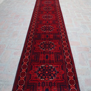 33 Ft Extra Long Runner Rug, Afghan Handmade Wool Turkmen Wheat Design ...