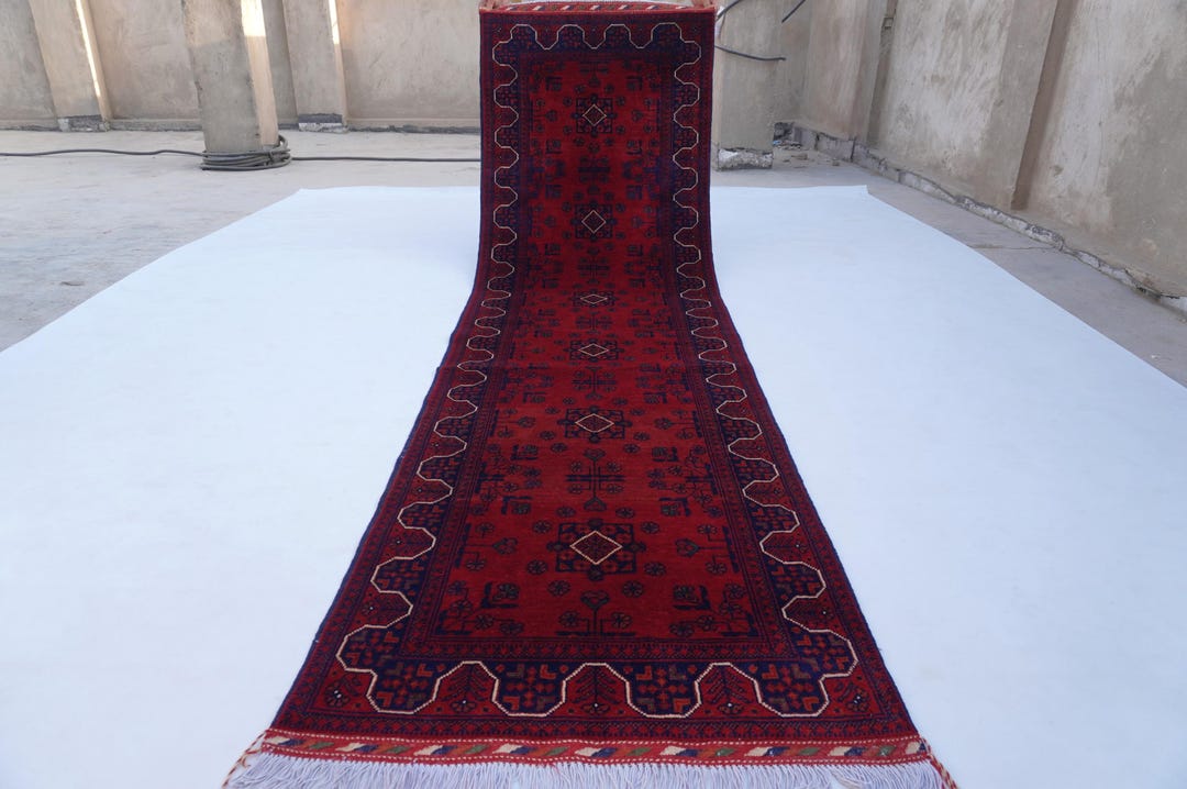 10 Ft Runner Rug 2'9x10 Ft Afghan Tribal Bukhara Rug, Handmade Wool Rug ...
