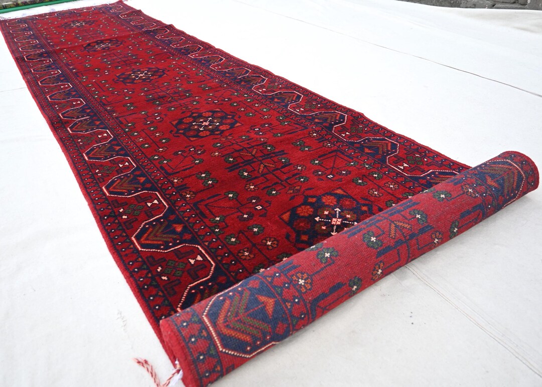Extra Long 14 Ft Runner Rug, Handmade Wool Rug, Oriental Afghan Rug ...