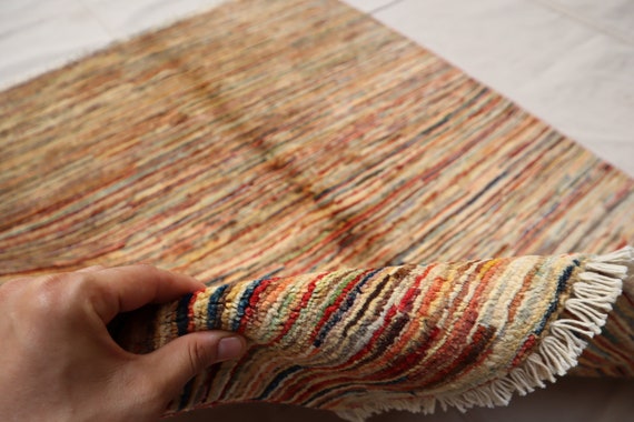 Multi Color Striped Rug Afghan Handmade Wool Area Rug - Etsy
