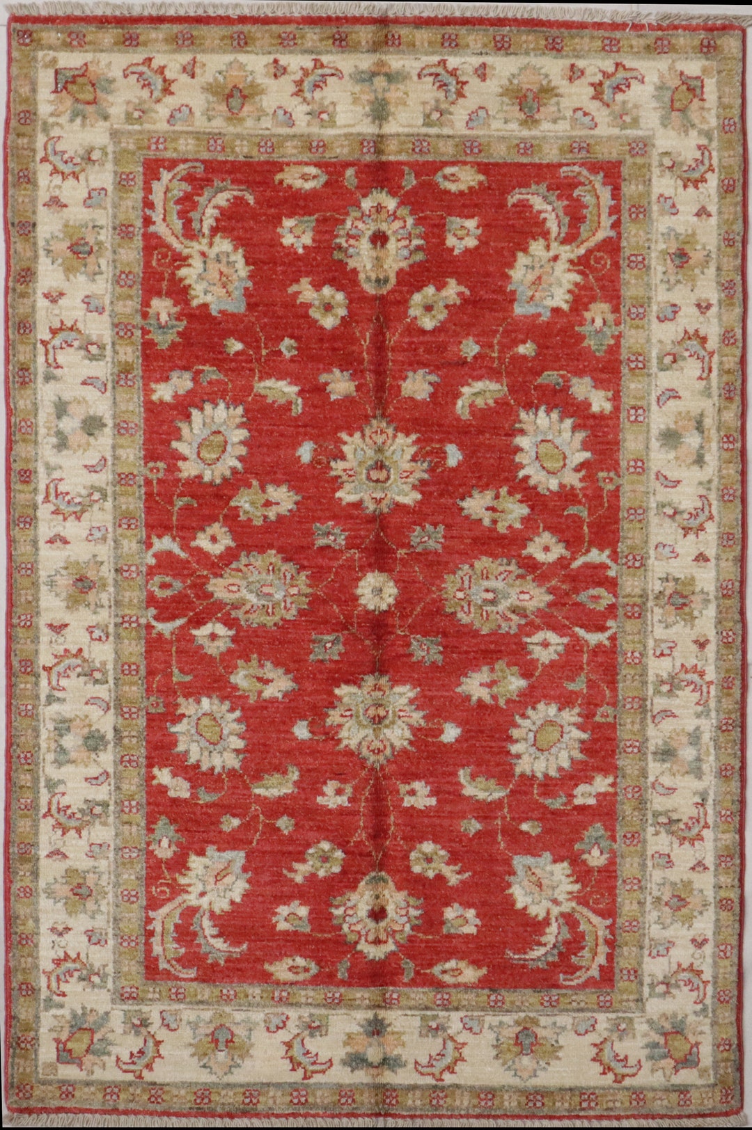 Red 3x5 Afghan Zeigler Rug 100x150 Cm Handmade Wool Area Rug, Natural ...