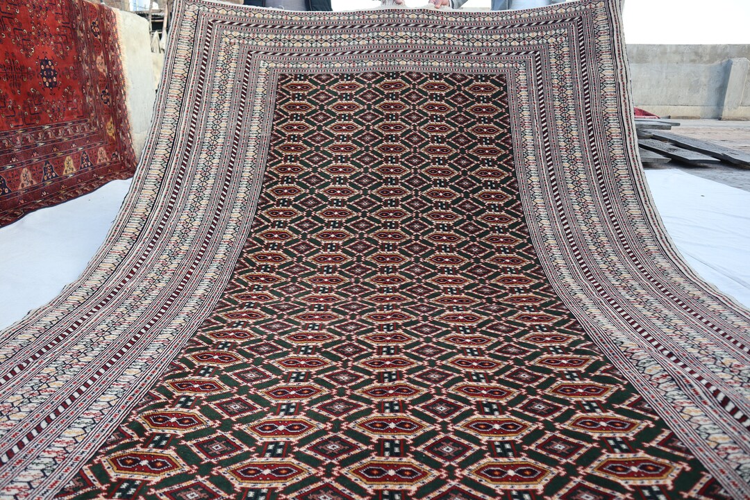 1940s Antique 7x10 Afghan Black Zahir Shahi Herati Rug, Turkmen ...