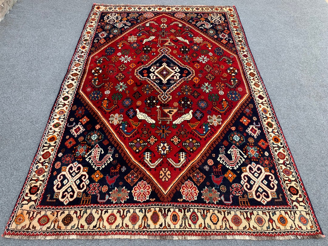 Collectors Piece 7x4 Vintage Caucasian Pictorial Rug, Afghan Handmade ...