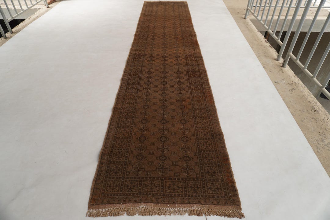 Terracotta Rug 3x13 Runner 1940s Antique Rug, Afghan Hand Knotted Wool ...