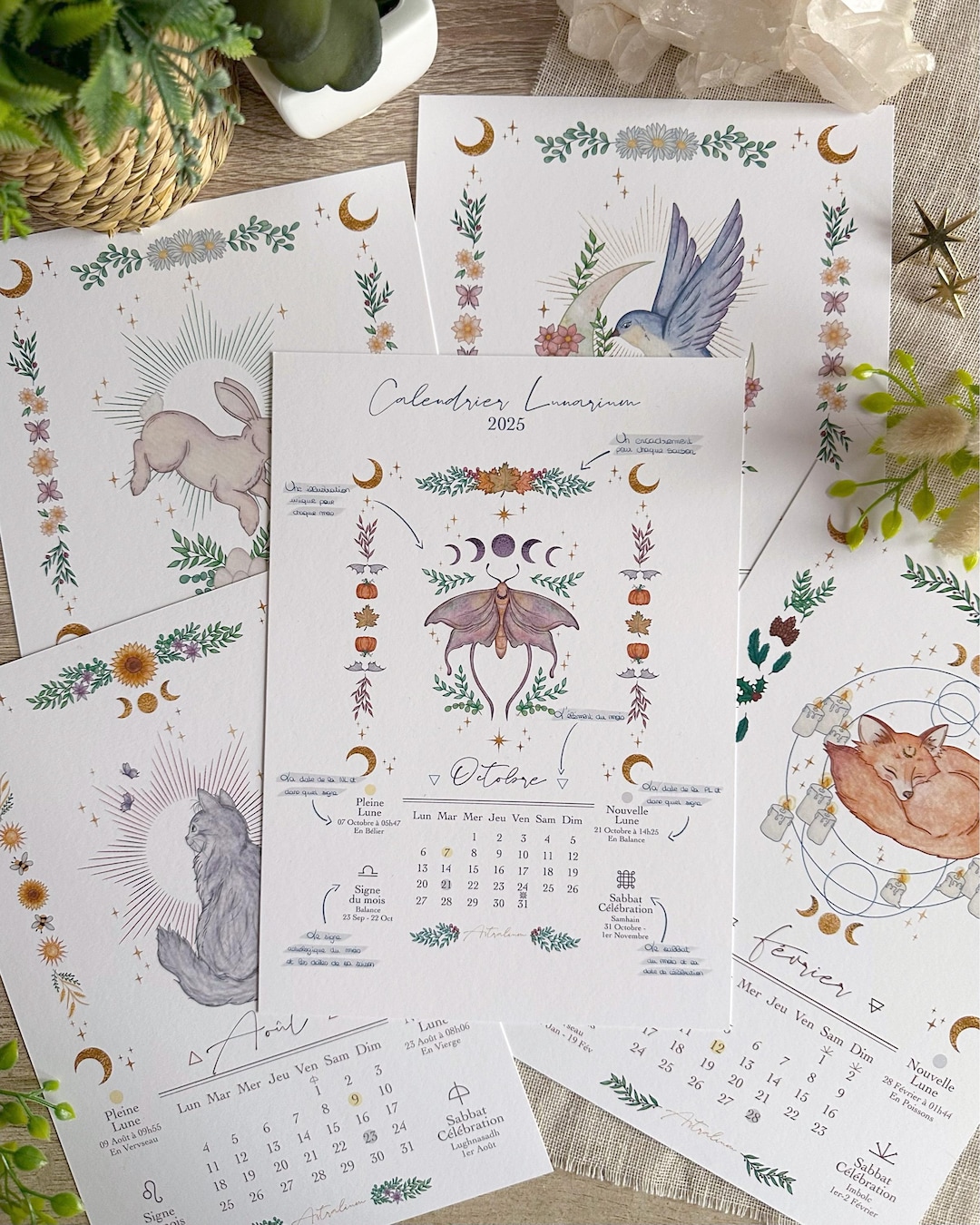 Lunarium Calendar 2025 Astrological Calendar Watercolor Moon Lunar ...
