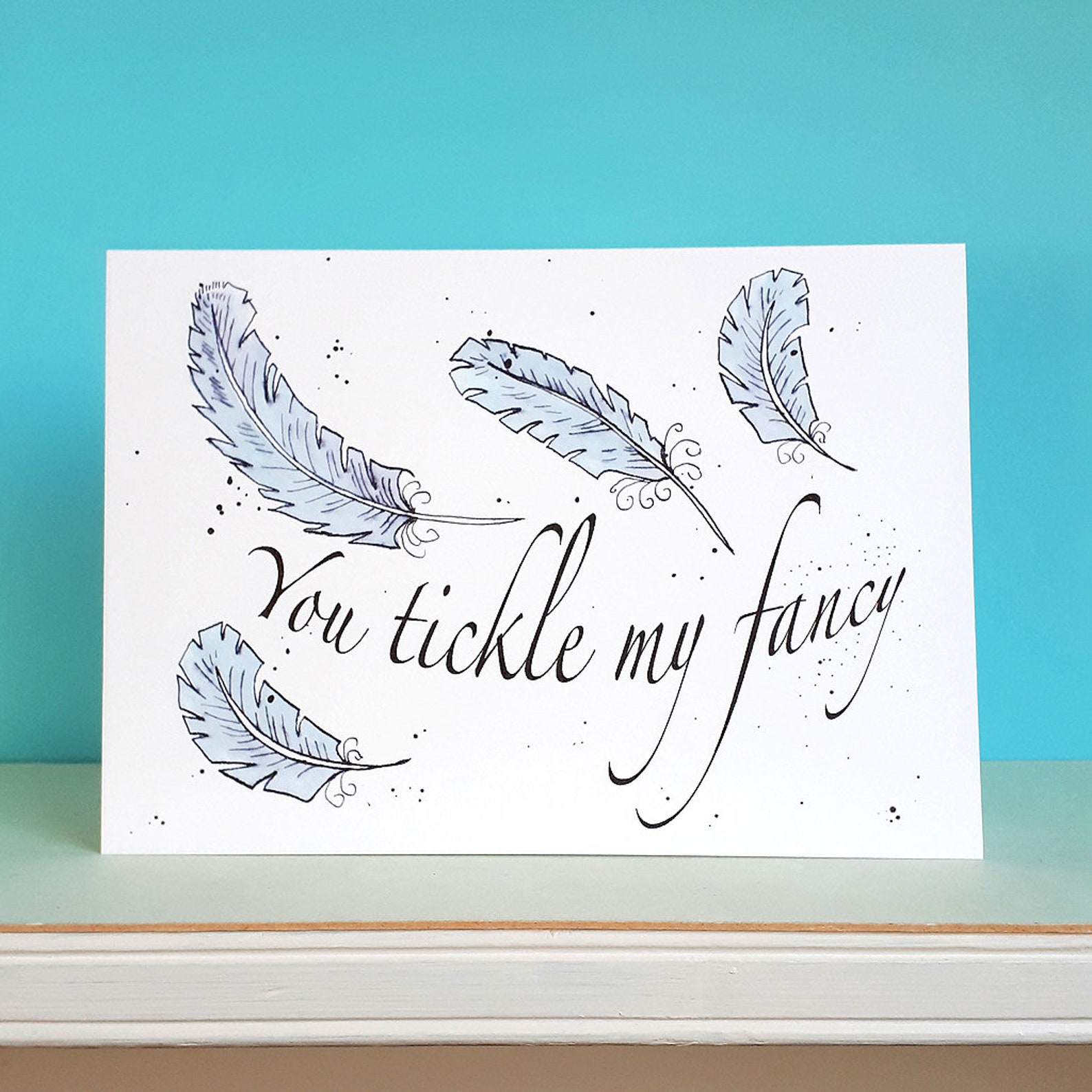 You Tickle My Fancy Greetings Card, Cheeky Feather Love Card, Card for ...