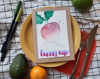 Hand-painted Watercolor Greeting Card With Fruit and Vegetable Pun ...