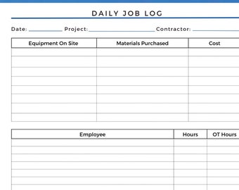 Construction Site Log, Job Site Project Management Report, Foreman Log ...