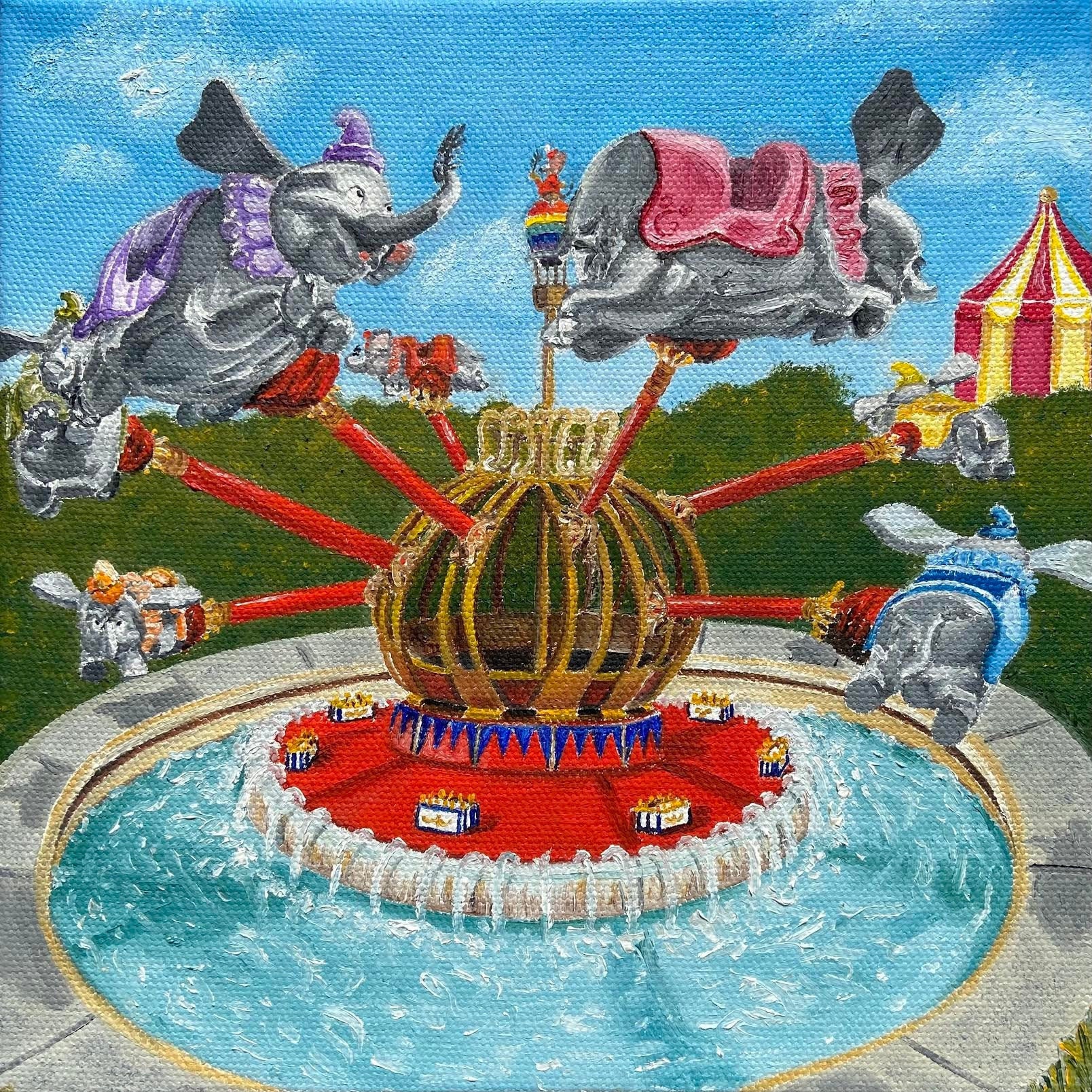 Flying Dumbo Ride Oil Painting Print - Etsy