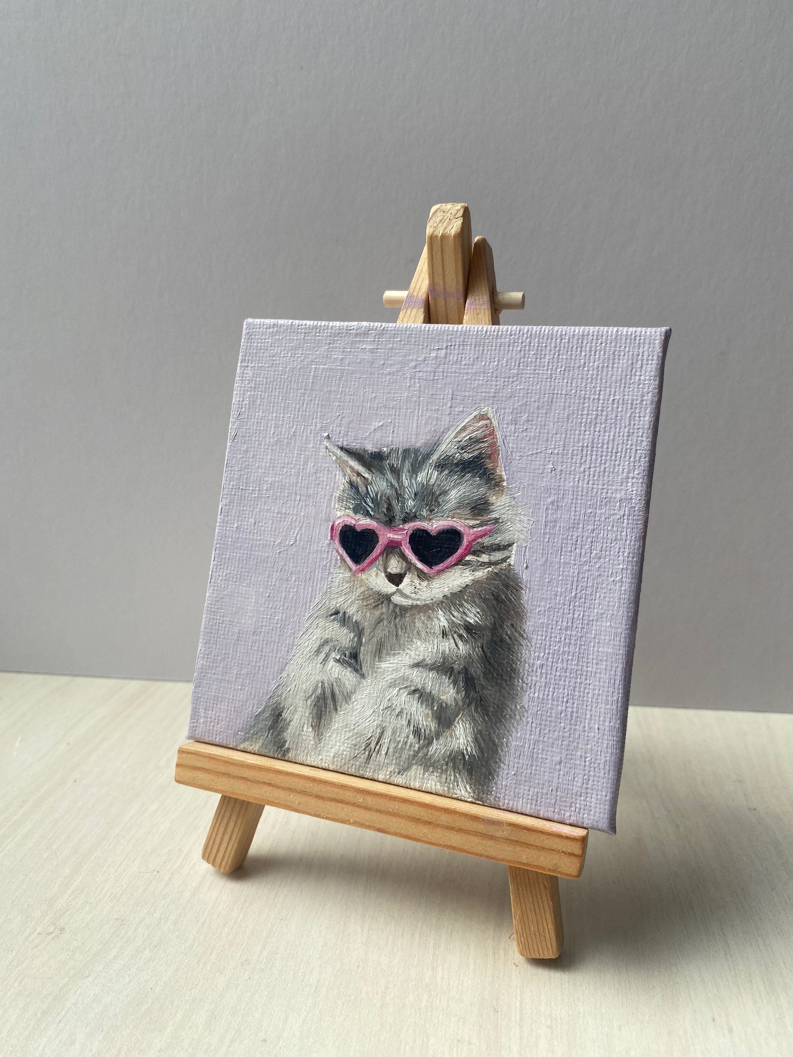 Cat Meme Original Paintings With Mini Easel - Etsy