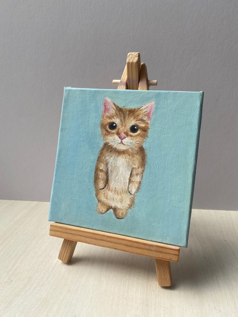 Cat Meme Original Paintings With Mini Easel - Etsy