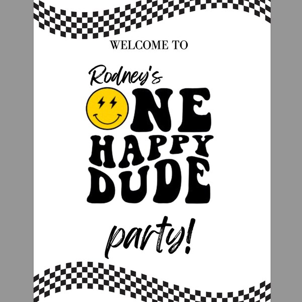 One Happy Dude Birthday Welcome Sign - Etsy