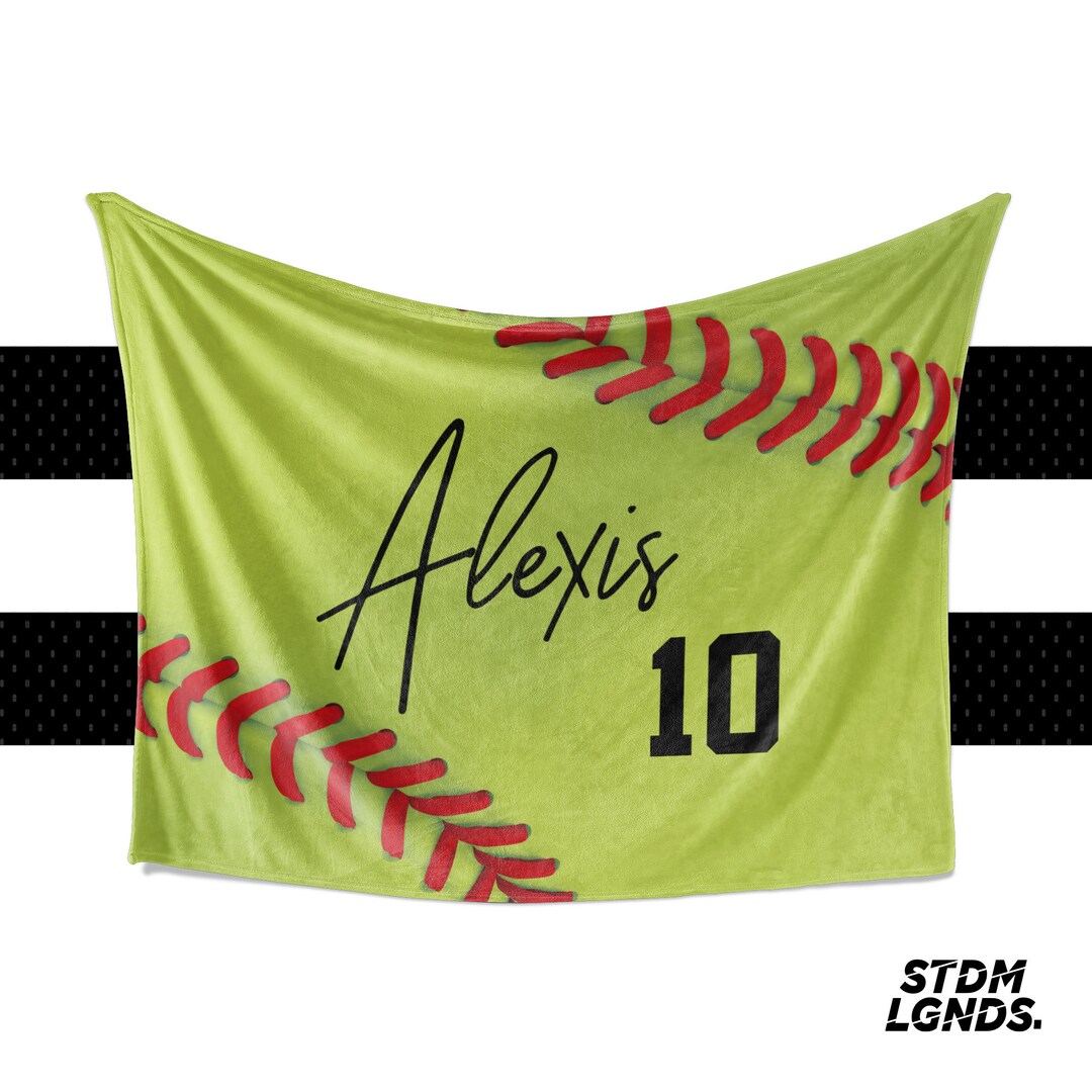 Softball Stitches Blanket Wall Flag Personalized Multiple Sizes Gift ...