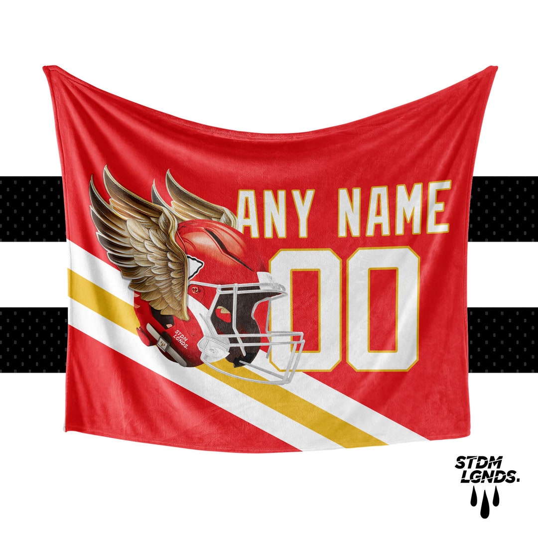 Personalized Blanket; Winged Football Helmet; Any Name and Number; 2 ...