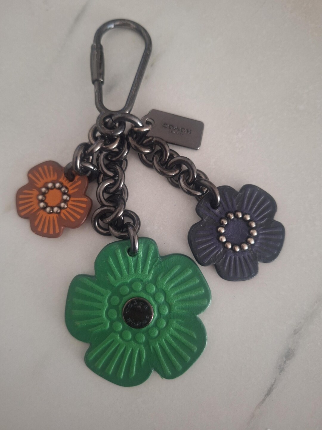 Vintage Coach Leather Floral Bag Charm Key Ring - Etsy