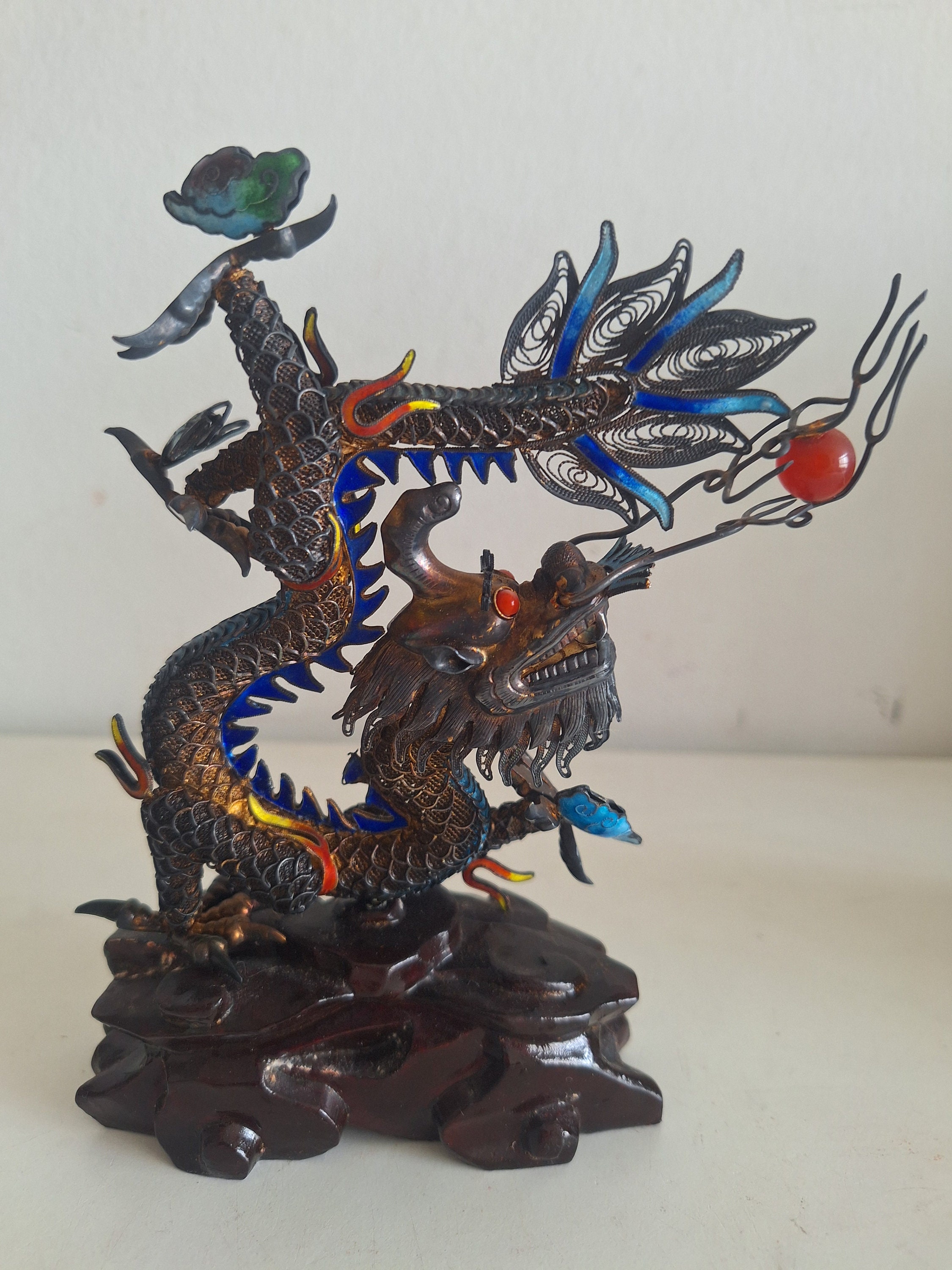 Vintage Sterling Silver Dragon Figurine Sculpture - Etsy