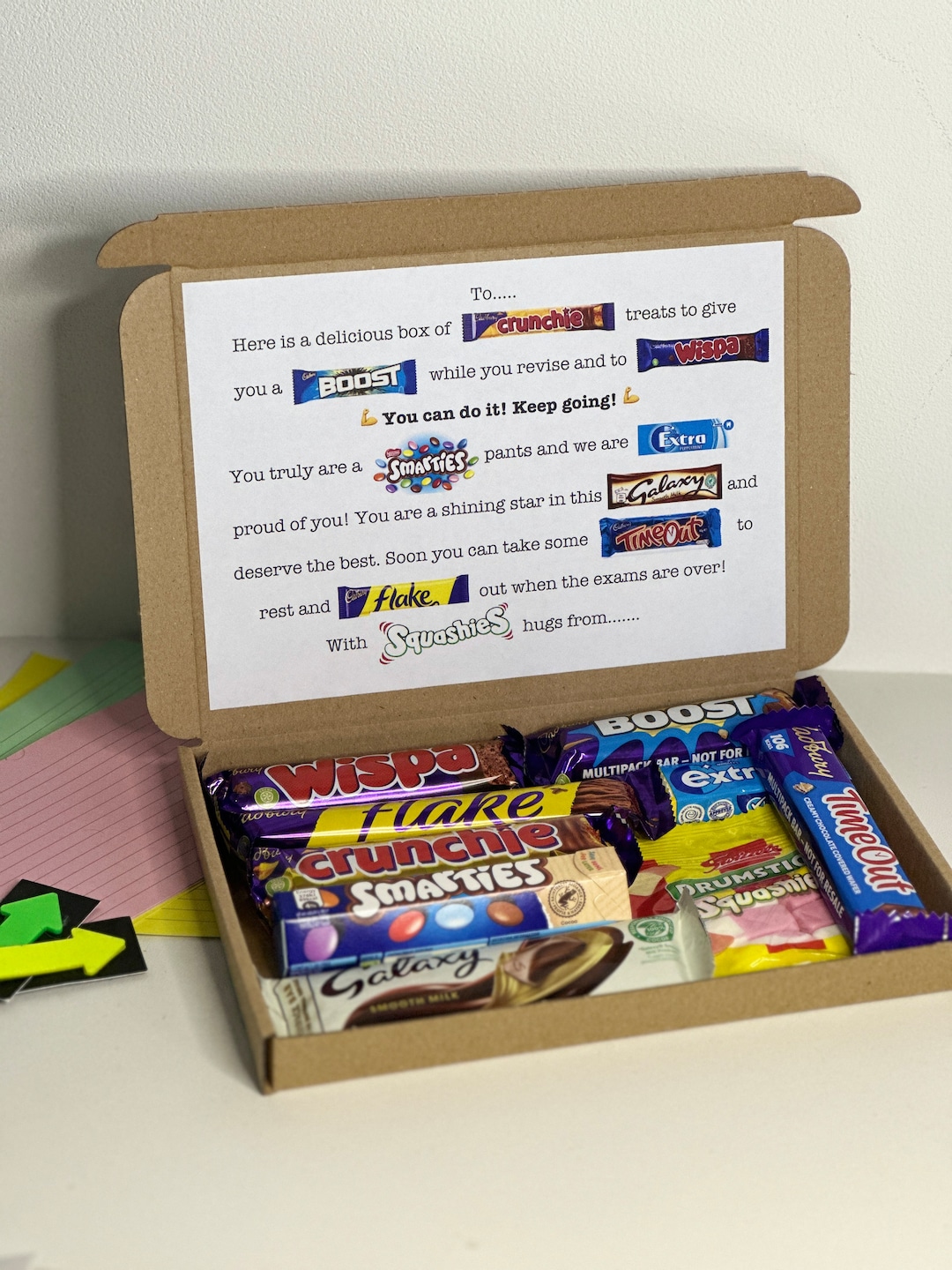 Revision Booster Treat Box / Personalised Exam Treats/ Exam Good Luck ...