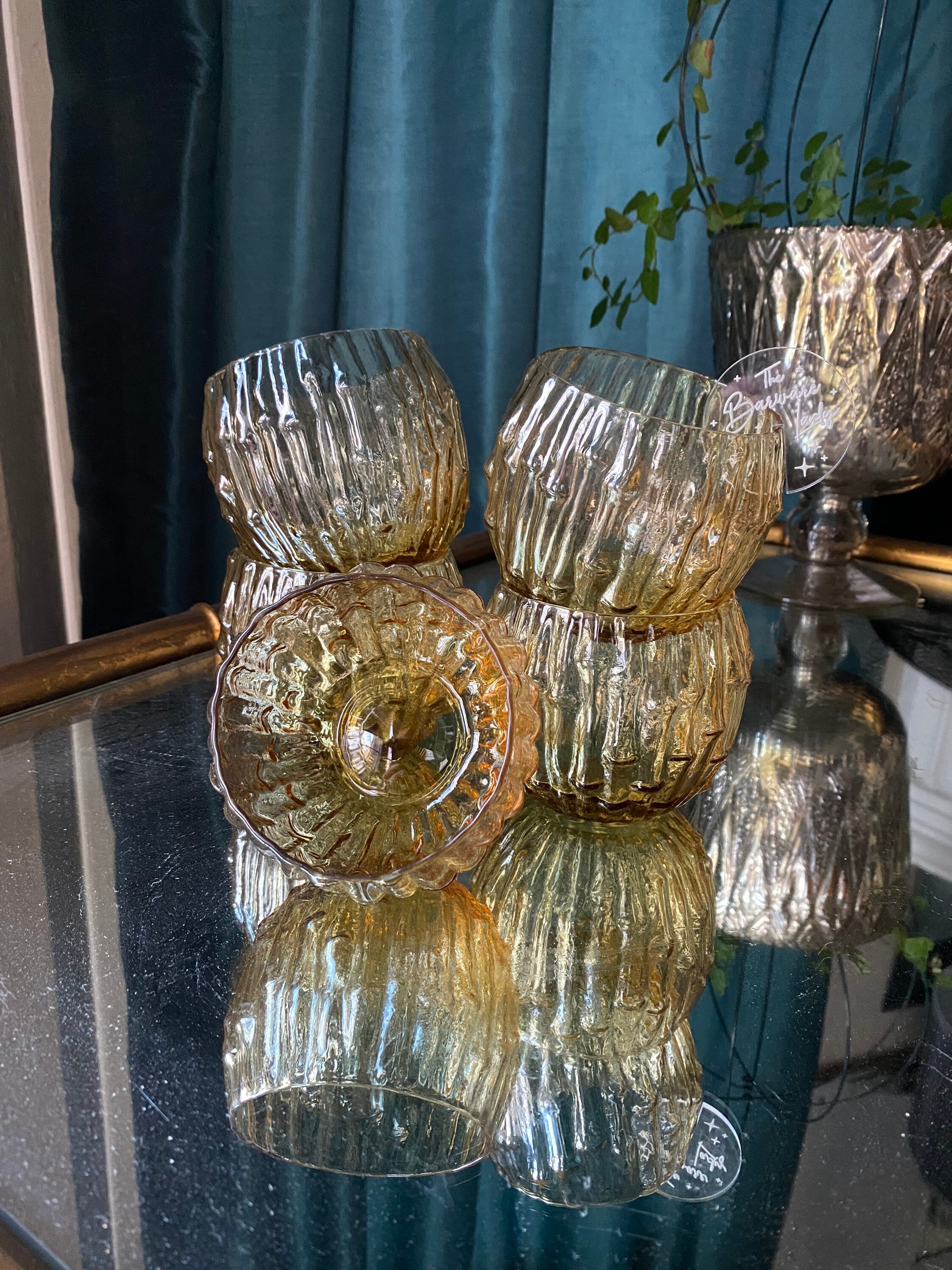 Bambu Roly-poly by Imperial Glass, Set of Four - Etsy