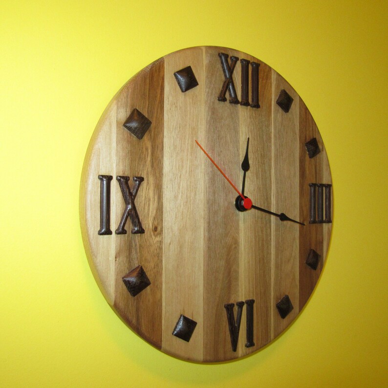 Wooden Wall Clock, Solid Wood. Natural Wood - Etsy