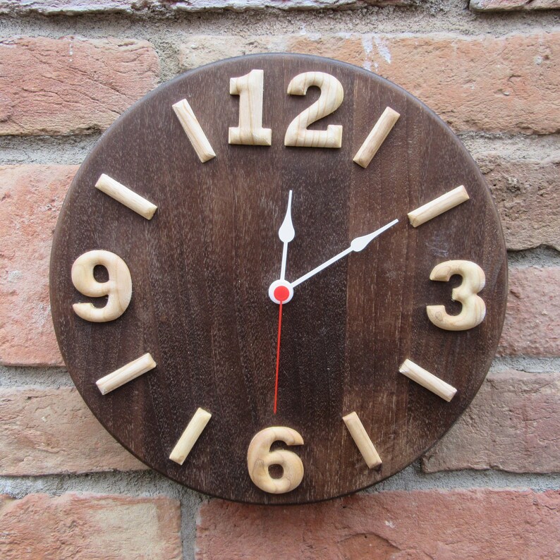 Wooden Wall Clock, Classic Wood Clock, Solid Wood. Natural Wood - Etsy