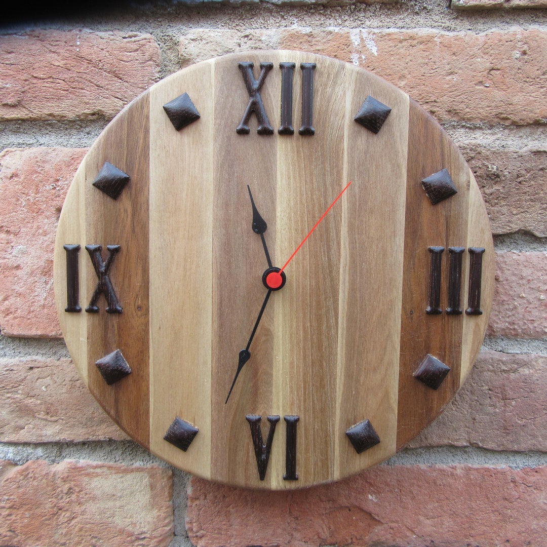 Wooden Wall Clock, Solid Wood. Natural Wood - Etsy