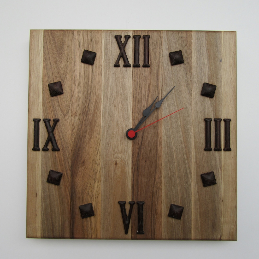 Wooden Wall Clock, Solid Wood. Natural Wood - Etsy