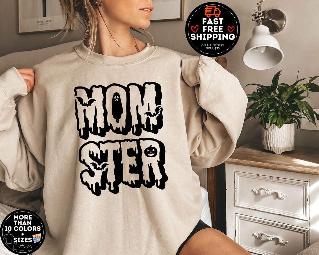 Momster Sweatshirt, Funny Halloween Crewneck Sweatshirts for Women ...