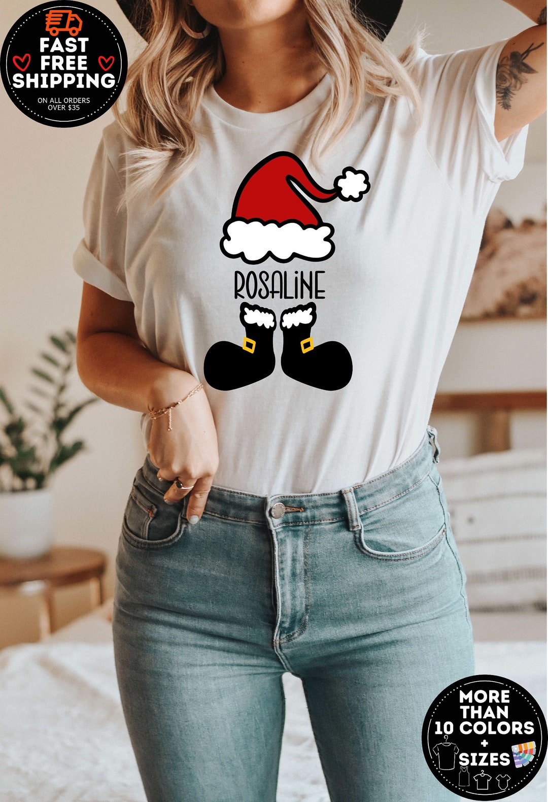 Custom Name Christmas Shirt, Personalized Christmas Tshirt, Santa Shirt ...