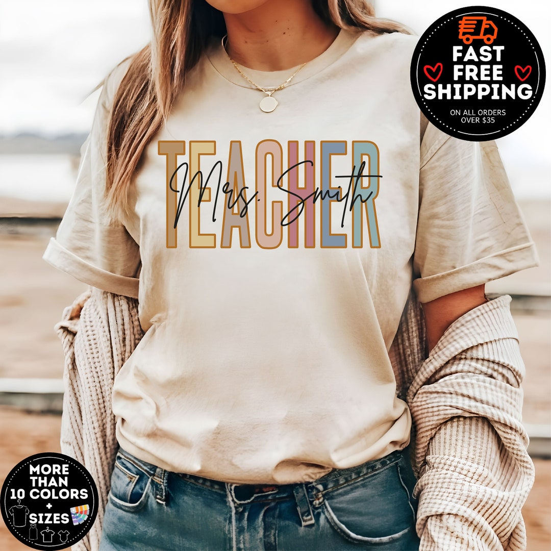 Teacher Name Shirt, Custom Teacher Tshirt, Personalized Teacher Shirt ...