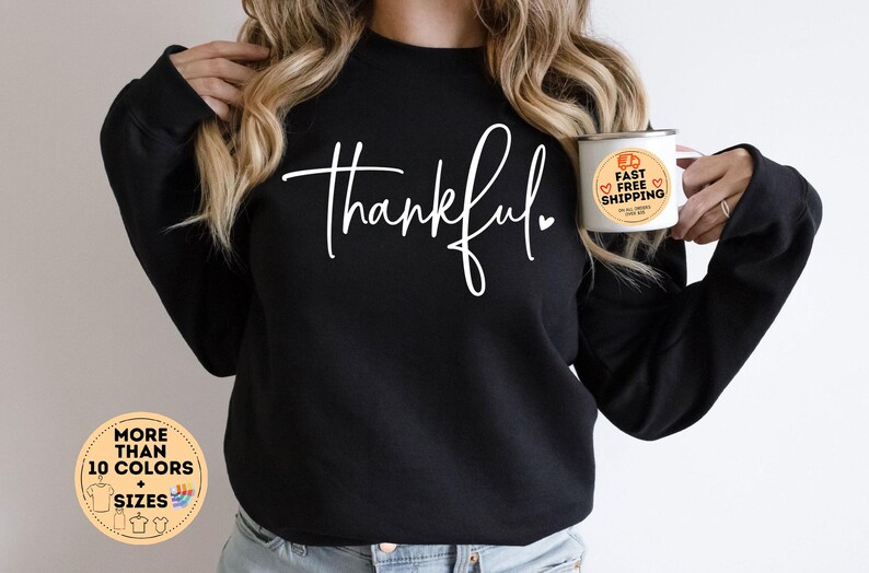 Thankful Sweatshirt, Women's Thanksgiving Sweatshirt, Grateful Shirt ...