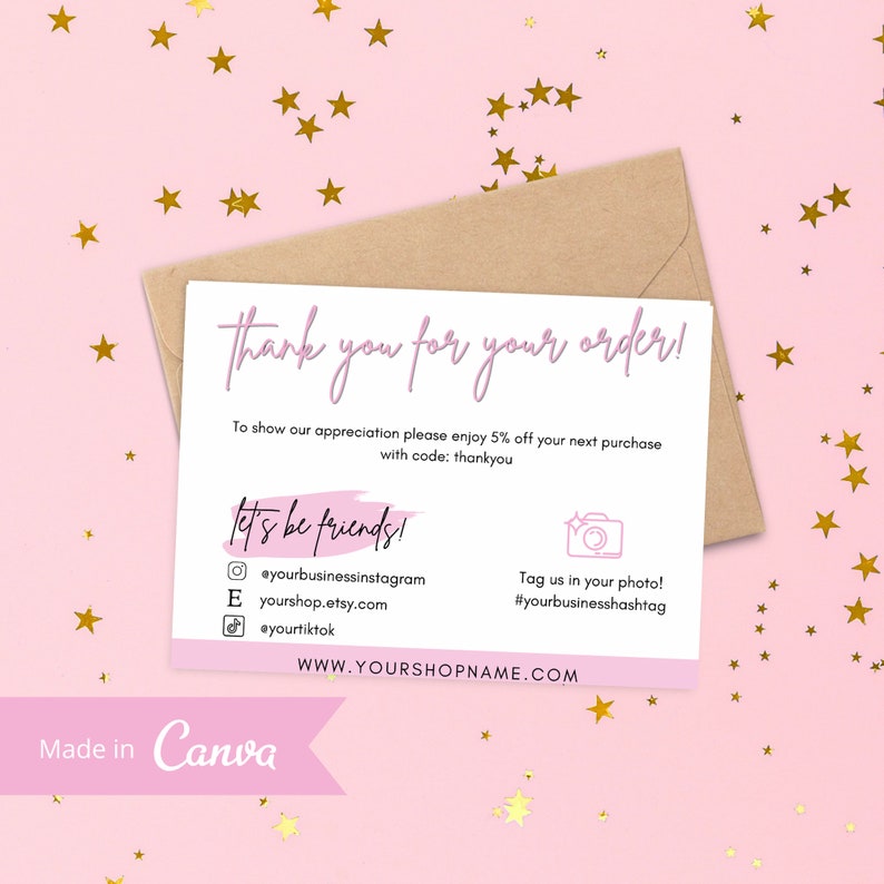 Thank You Card | Small Business | Thank You for Your Order, Editable ...